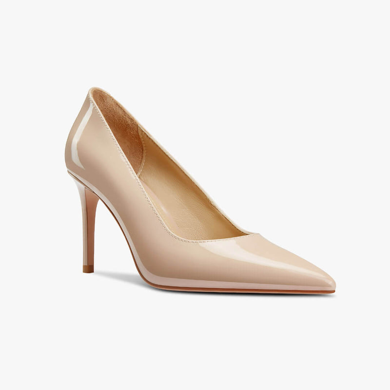 Petite Size Beige Patent Classic Party Pumps by MIZCHI Pretty Small Shoes