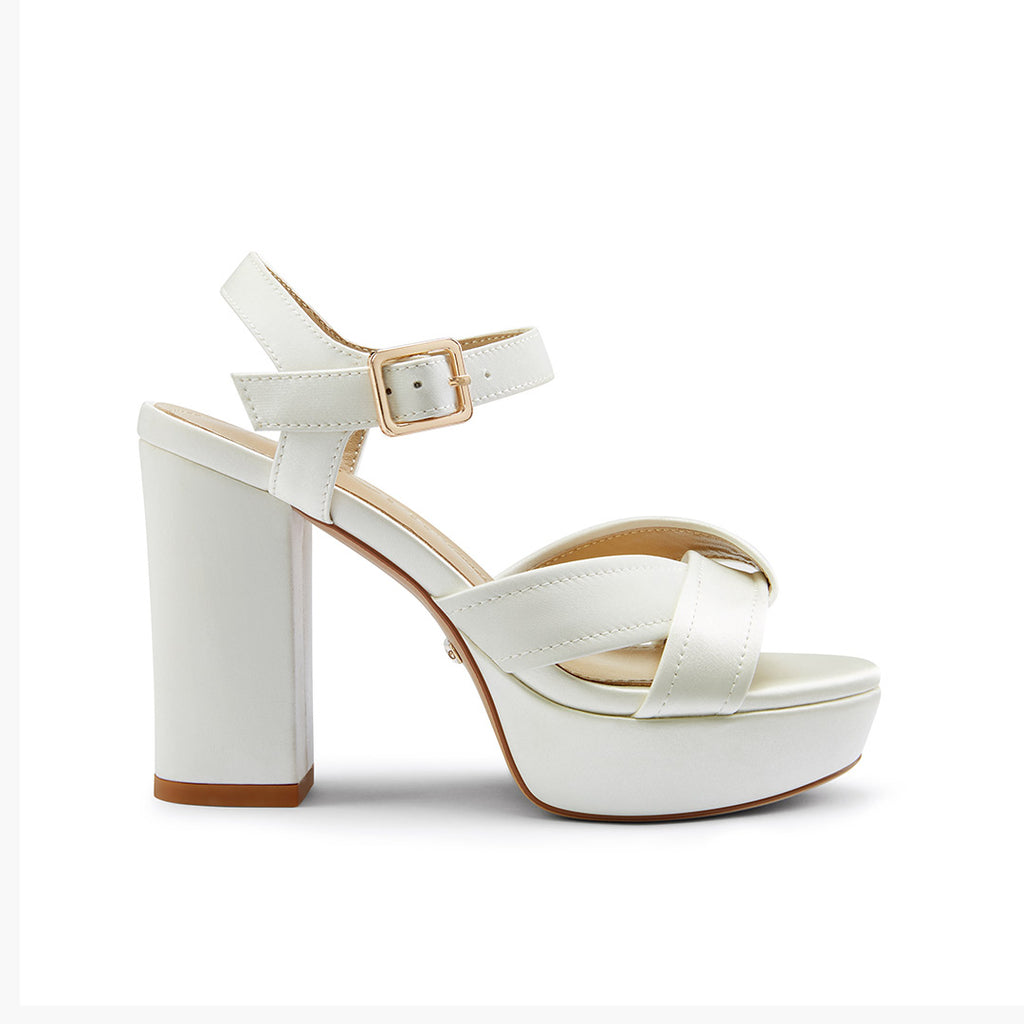 Petite Size Ivory Satin Platforms by MIZCHI Pretty Small Shoes