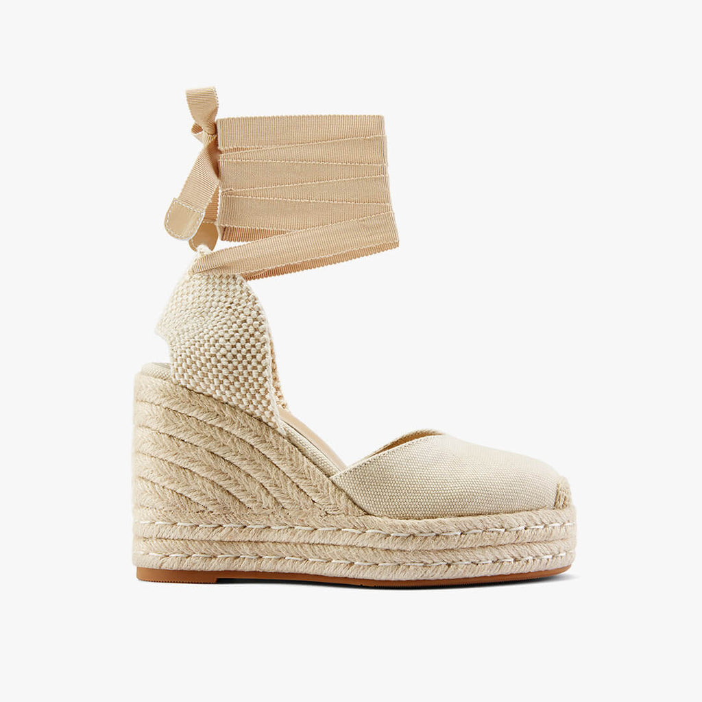 Petite Size Beige Wedge Espadrilles by MIZCHI Pretty Small Shoes