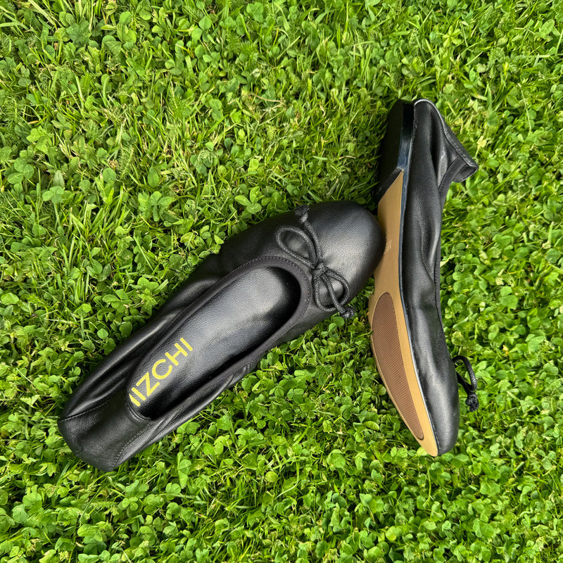 Petite BLack Soft Leather Ballet Pumps by MIZCHI Pretty Small Shoes