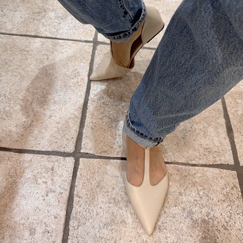 HEART OFF WHITE - T-bar Ballet Flats - MIZCHI Pretty Small Shoes