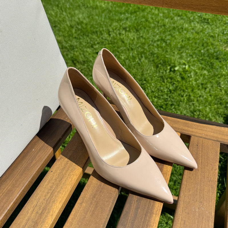 Petite Size Beige Patent Classic Party Pumps by MIZCHI Pretty Small Shoes