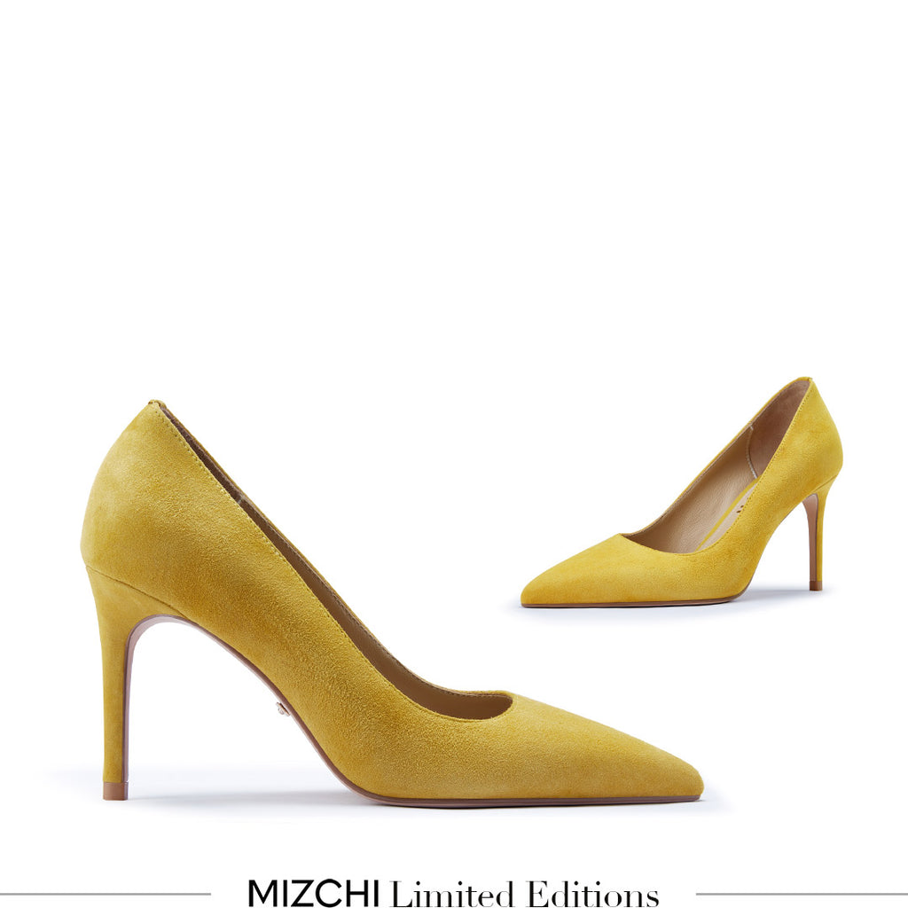 Petite Size Mustard Suede Classic Party Pumps by MIZCHI Pretty Small Shoes