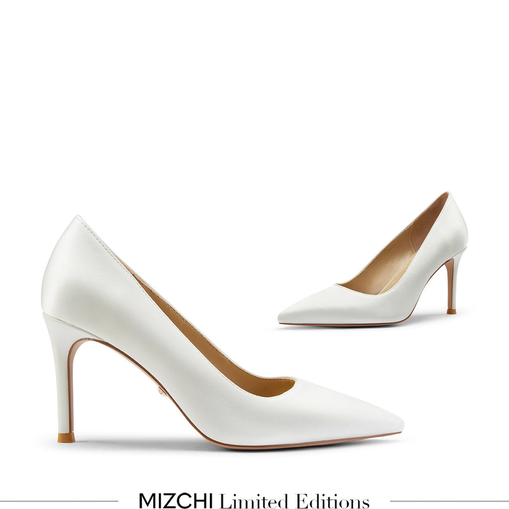 Petite Size Ivory Saatin Classic Party Pumps by MIZCHI Pretty Small Shoes