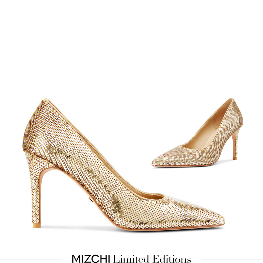 Petite Size Gold Glitter Classic Party Pumps by MIZCHI Pretty Small Shoes