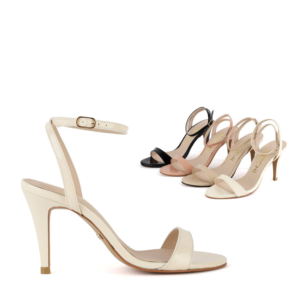 Petite Size Elegant Ivory Patent Leather Sandals by Pretty Small Shoes