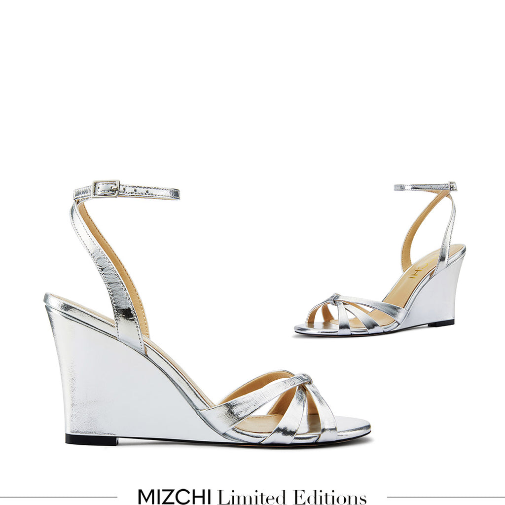 Amelia Silver Petite Size Wedges by MIZCHI Pretty Small Shoes