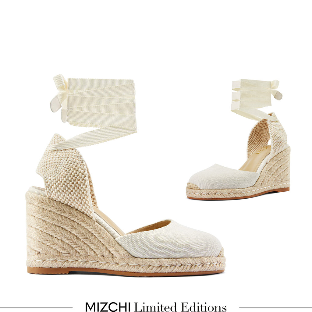 Petite Size Ivory Wedge Espadrilles by MIZCHI Pretty Small Shoes