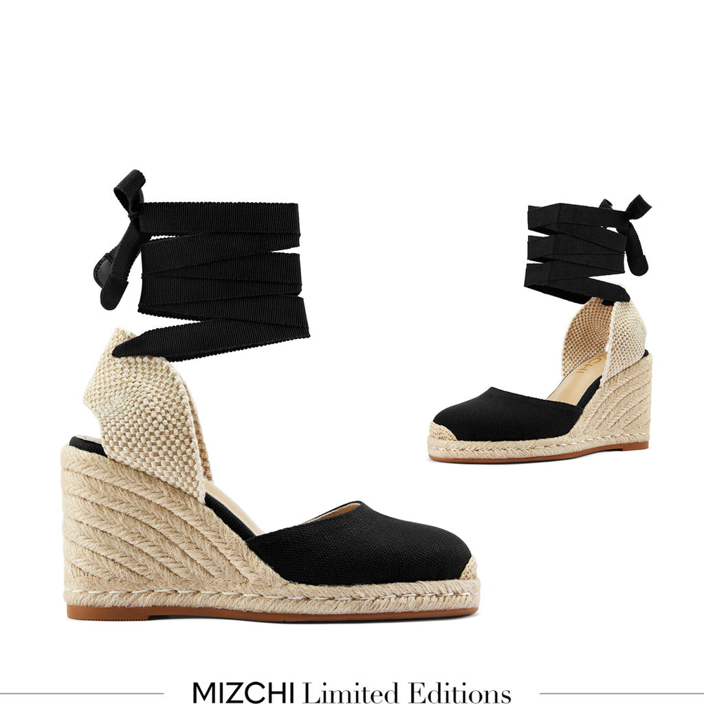 Petite Size Black Wedge Espadrilles by MIZCHI Pretty Small Shoes