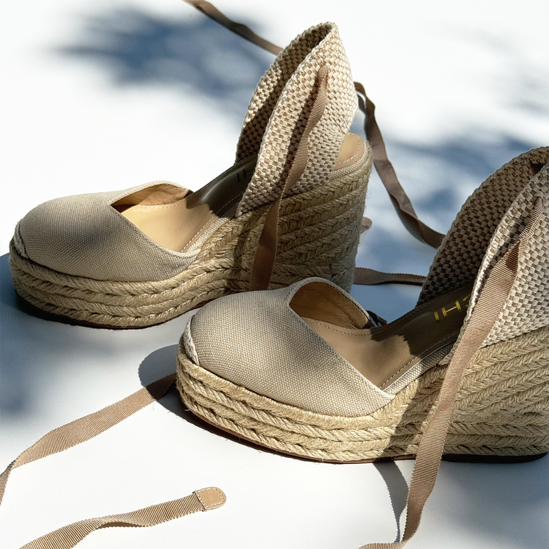 Petite Size Beige Wedge Espadrilles by MIZCHI Pretty Small Shoes