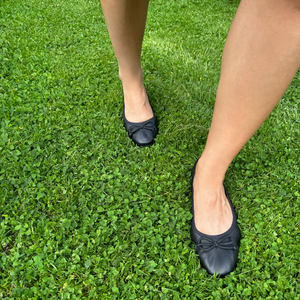 Petite BLack Soft Leather Ballet Pumps by MIZCHI Pretty Small Shoes