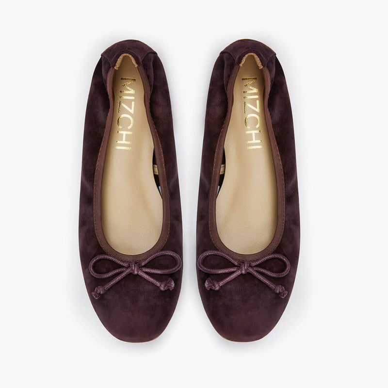 Petite Brown Suede Ballet Pumps by MIZCHI Pretty Small Shoes