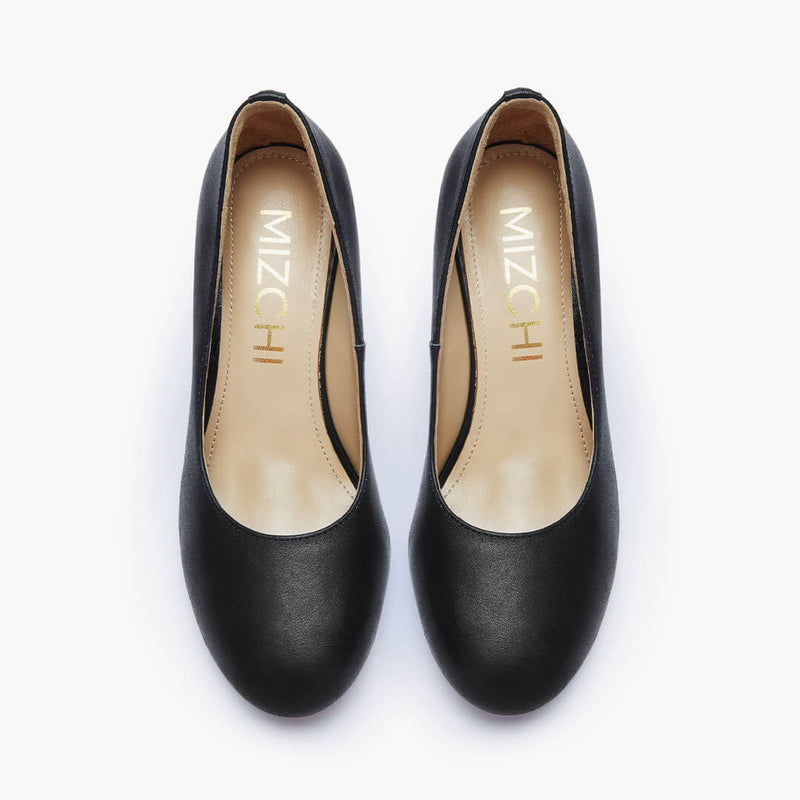 Petite Size Black Round Toe Platform Pumps - MIZCHI Pretty Small Shoes