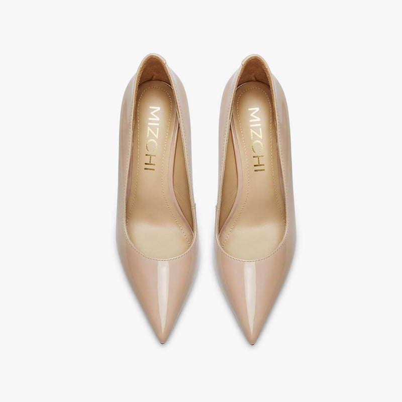Petite Size Beige Patent Classic Party Pumps by MIZCHI Pretty Small Shoes
