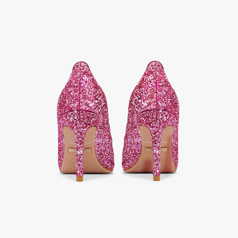 Petite Size Pink Glitter Classic Party Pumps by MIZCHI Pretty Small Shoes