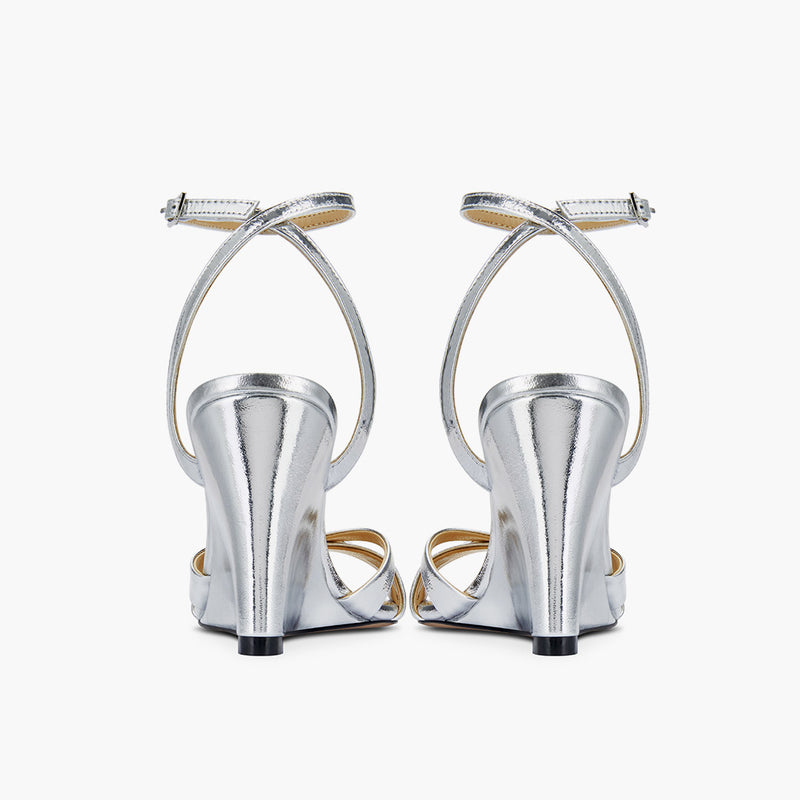 Amelia Silver Petite Size Wedges by MIZCHI Pretty Small Shoes
