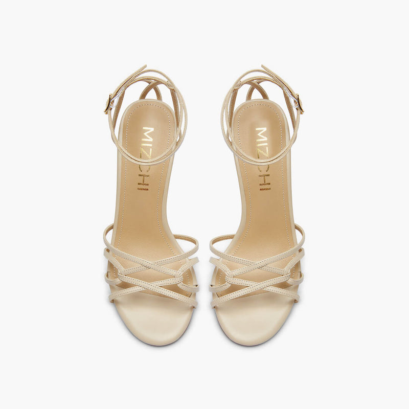 Petite Size Beige Leather Strappy Sandals by MIZCHI Pretty Small Shoes