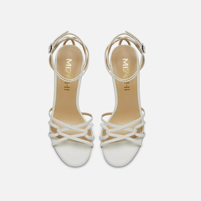 Petite Size White Leather Strappy Sandals by MIZCHI Pretty Small Shoes