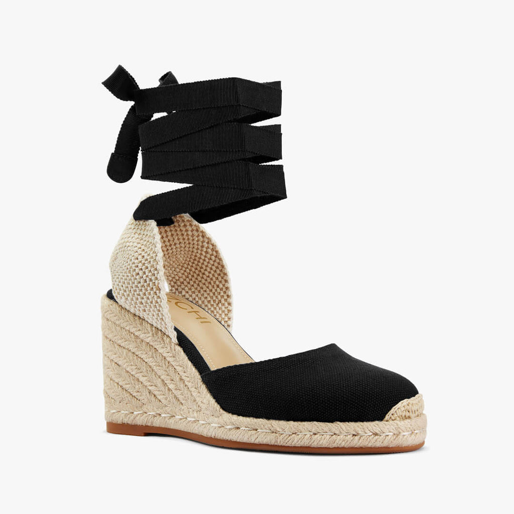 Petite Size Black Wedge Espadrilles by MIZCHI Pretty Small Shoes