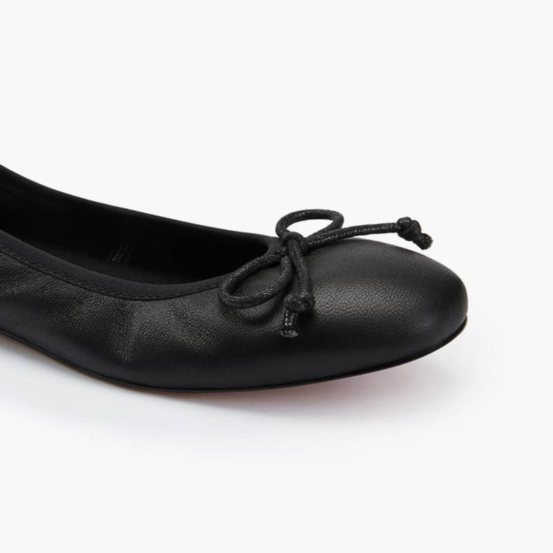 Petite BLack Soft Leather Ballet Pumps by MIZCHI Pretty Small Shoes