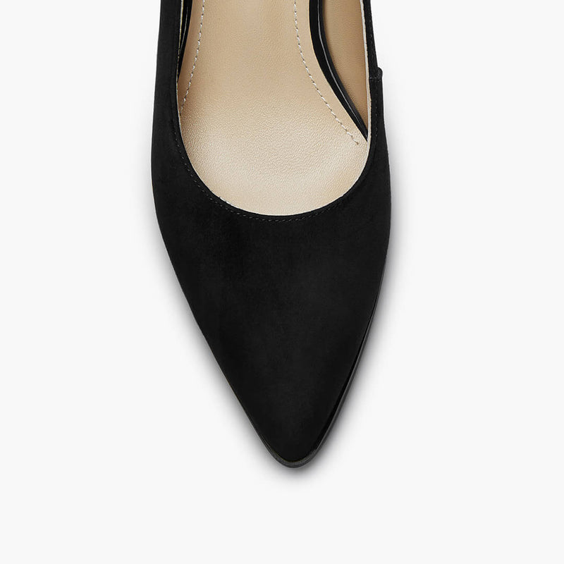 Petite Size Black Suede Chunky Heel Pumps by MIZCHI Pretty Small Shoes