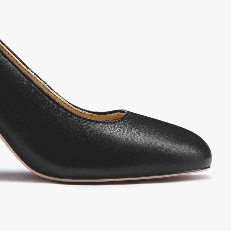 Petite Size Black Leather High Heel Pumps MIZCHI Pretty Small Shoes
