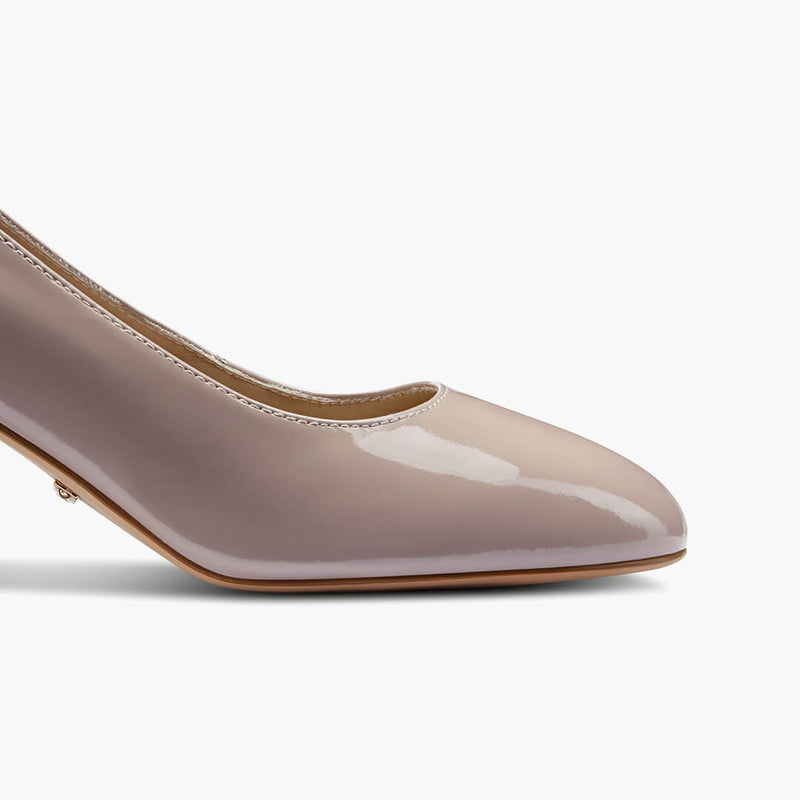 Petite Size Beige Patent Block Heel Pumps MIZCHI Pretty Small Shoes