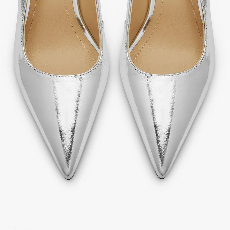 Petite Size Silver Leather Classic Party Pumps by MIZCHI Pretty Small Shoes