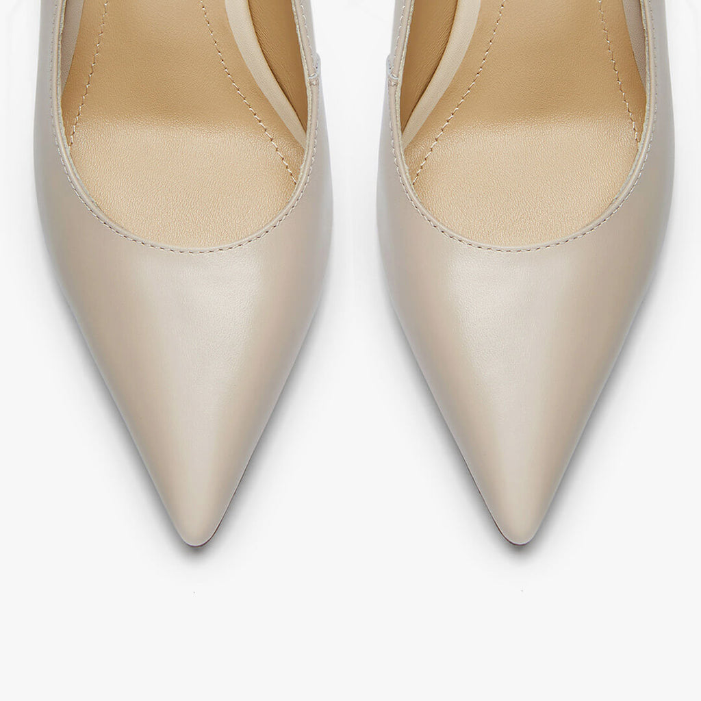 Petite Size Beige Leather Classic Party Pumps by MIZCHI Pretty Small Shoes