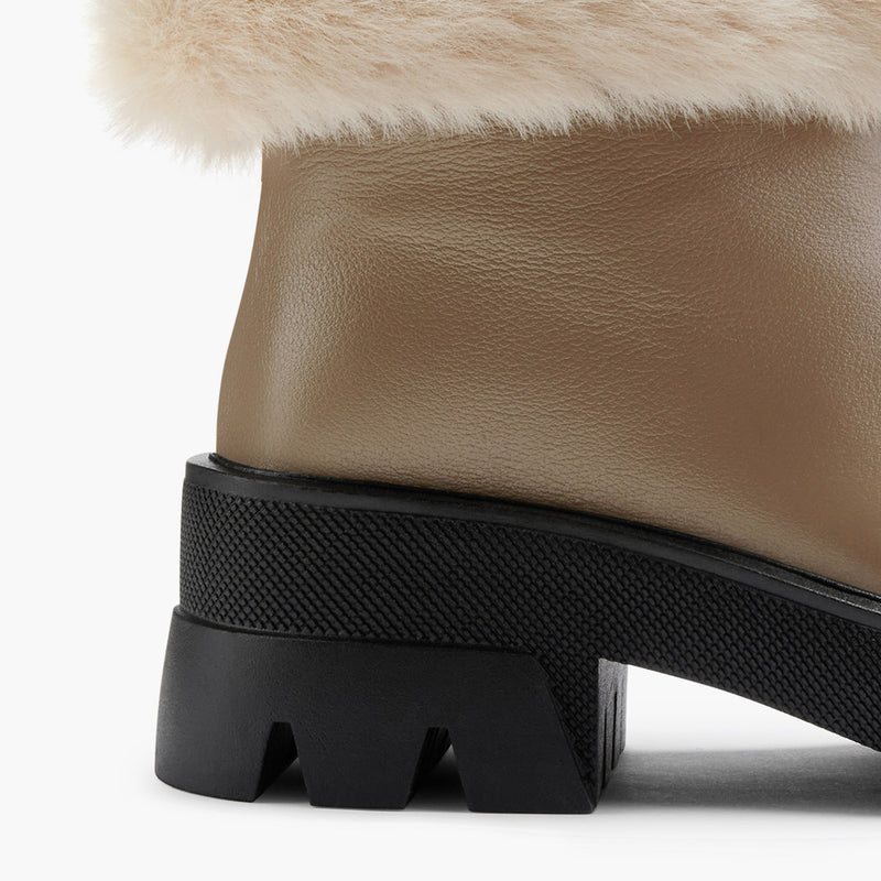 CAMERON BEIGE - fur lined ankle boots by MIZCHI Pretty Small Shoes