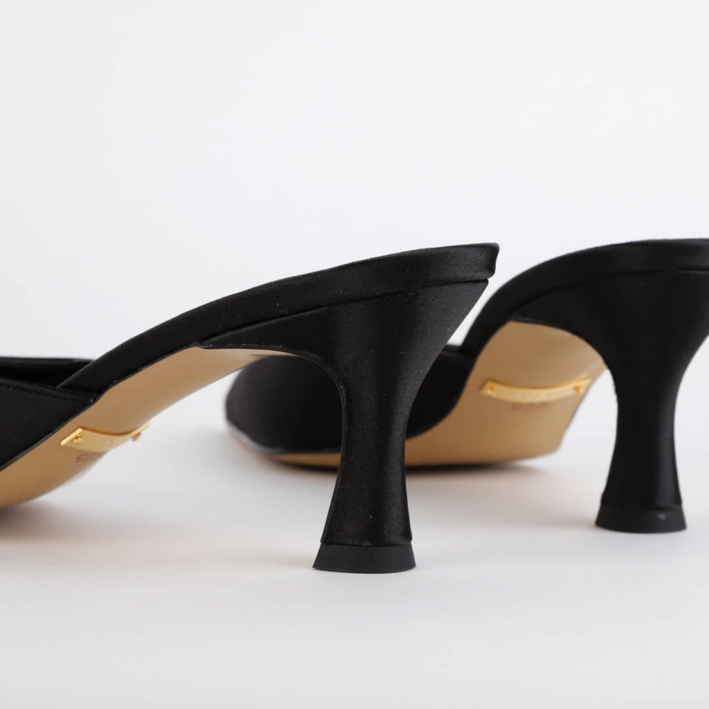 *UK size 2.5 - CLEO - black satin, 6cm heels by MIZCHI Pretty Small Shoes