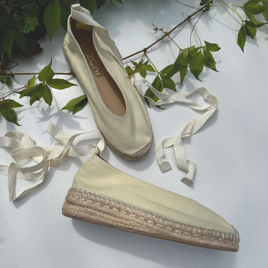 Petite Size Ivory Espadrille Flatform MIZCHI Pretty Small Shoes