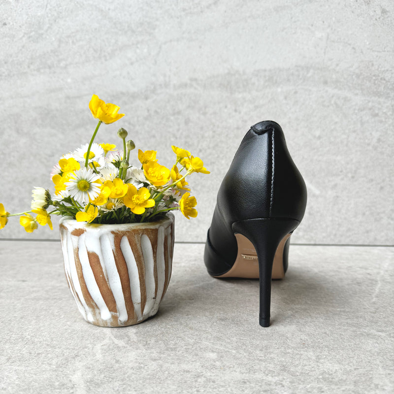 Petite Size Black Leather Classic Party Pumps by MIZCHI Pretty Small Shoes