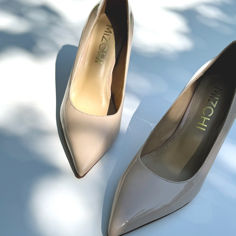 Petite Size Beige Patent Classic Party Pumps by MIZCHI Pretty Small Shoes