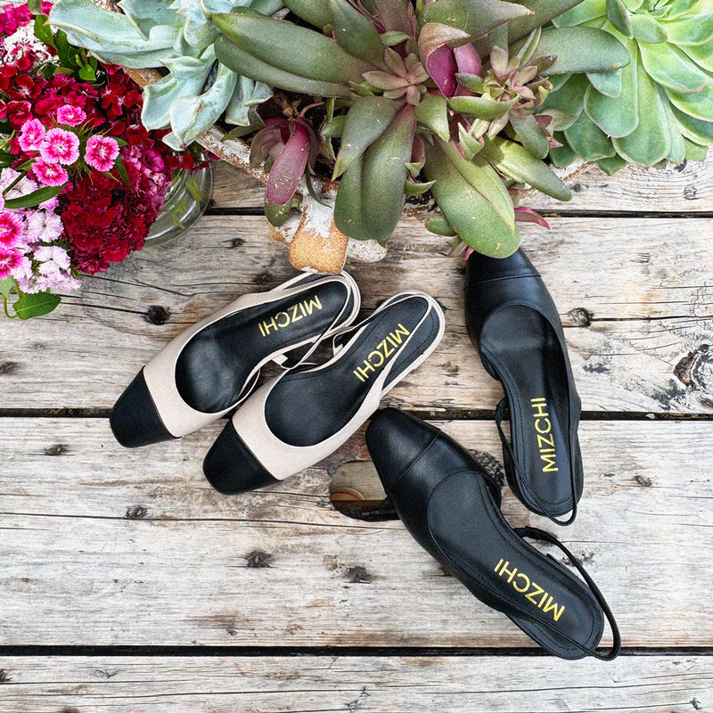 Petite Size Black Leather Slingback - MIZCHI Pretty Small Shoes