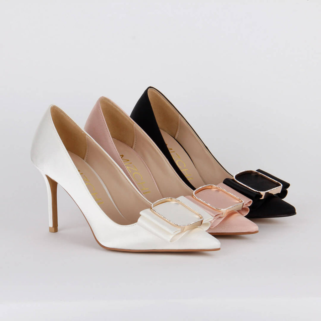 Petite Satin Embellished Court Shoes by MIZCHI Pretty Small Shoes
